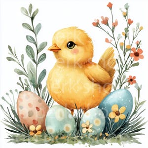 Easter Clipart, Chick Easter Cute Farm Animal Watercolor Printable ...