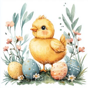 Easter Clipart, Chick Easter Cute Farm Animal Watercolor Printable ...
