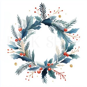 Christmas Tree Wreath Clipart: Winter Foliage PNG (digital Download) - Etsy