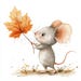 17 Mouse With Autumn Leaf Clipart, Watercolor Animal, Pumpkin Fall ...