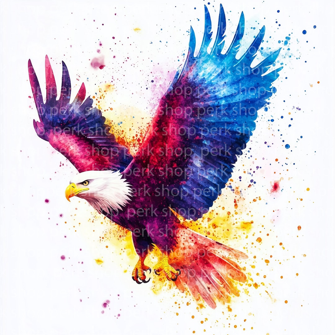 Colorful Eagle Clipart: Watercolor Print Set (digital Download) - Etsy