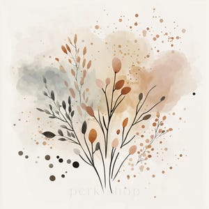 10 Neutral Beige Watercolor Foliage Digital Paper, Autumn Art ...