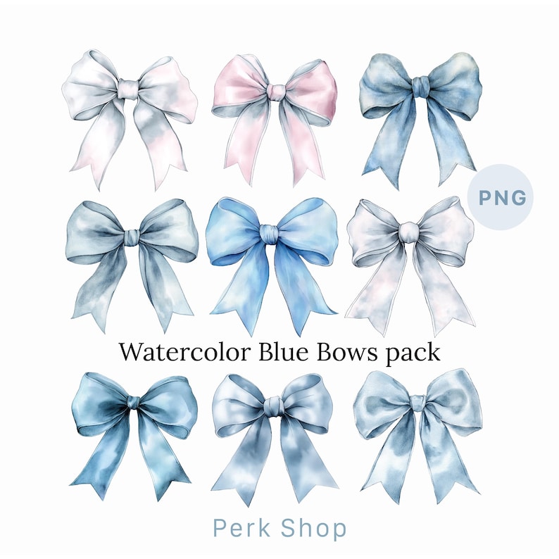 9 Blue Ribbon Clipart, Bow Watercolor Clipart PNG Transparent ...