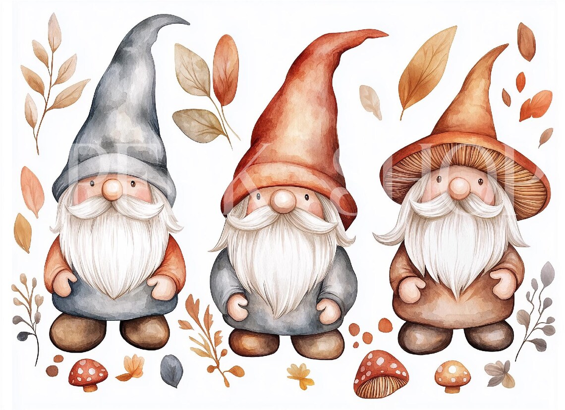 Watercolor Fall Gnomes Clipart: Autumn Wonderland (digital Download) - Etsy