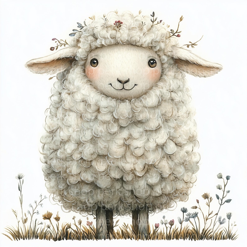 10 Cute Sheep Clipart, Lamb Nursery, Farm Clip Art, Printable ...