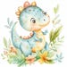 10 Dinosaur Baby Clipart, Printable Nursery Cute Watercolor Dino Clip ...