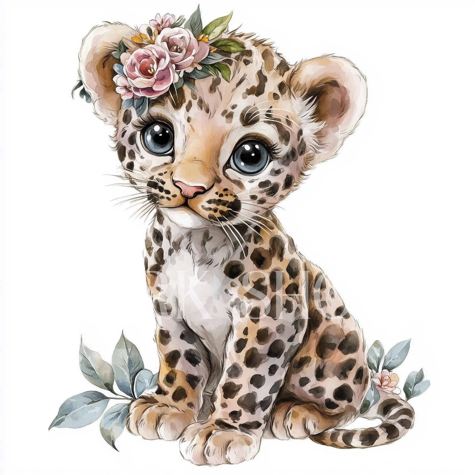 Watercolor Baby Leopard Clipart: Jungle Nursery Art (digital Download ...