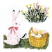 Easter Bunny Clipart, Spring Rabbit With Basket Flowers, Scrapbooking ...