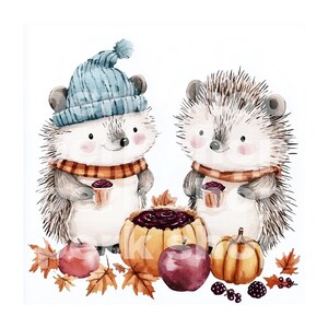 Hedgehog Pumpkin Clipart: Autumn Watercolor Animal Set (digital ...