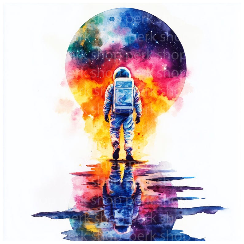 11 Outer Space Astronaut Watercolor Clipart, Spaceman Clipart, High ...