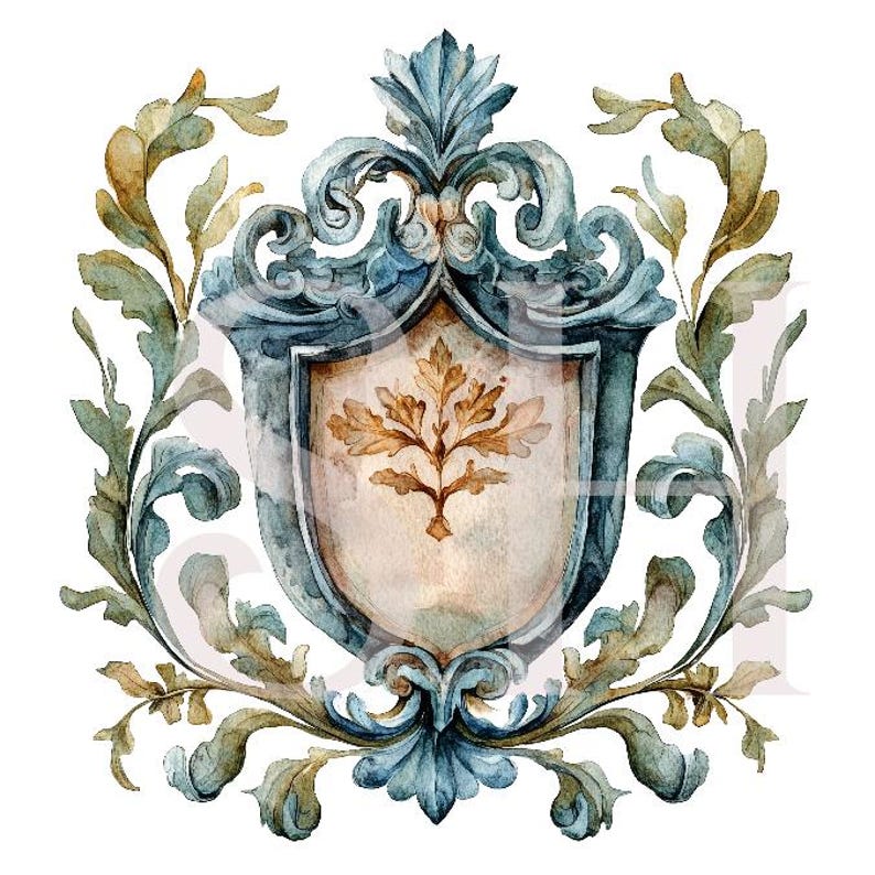 Elegant Baroque Crest Digital PNG Design for Crafting and Scrapbooking ...