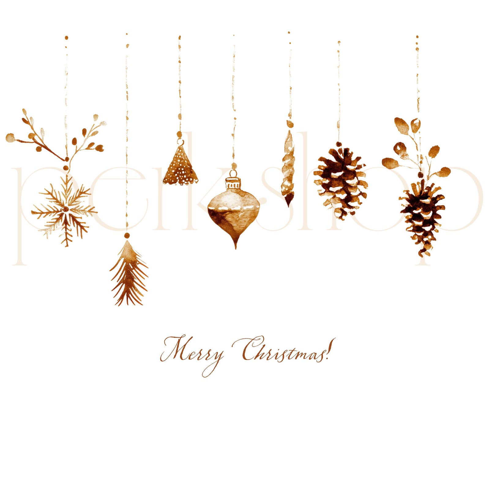 Gold Christmas Clipart Bundle - Watercolor Christmas Trees, Ornaments ...