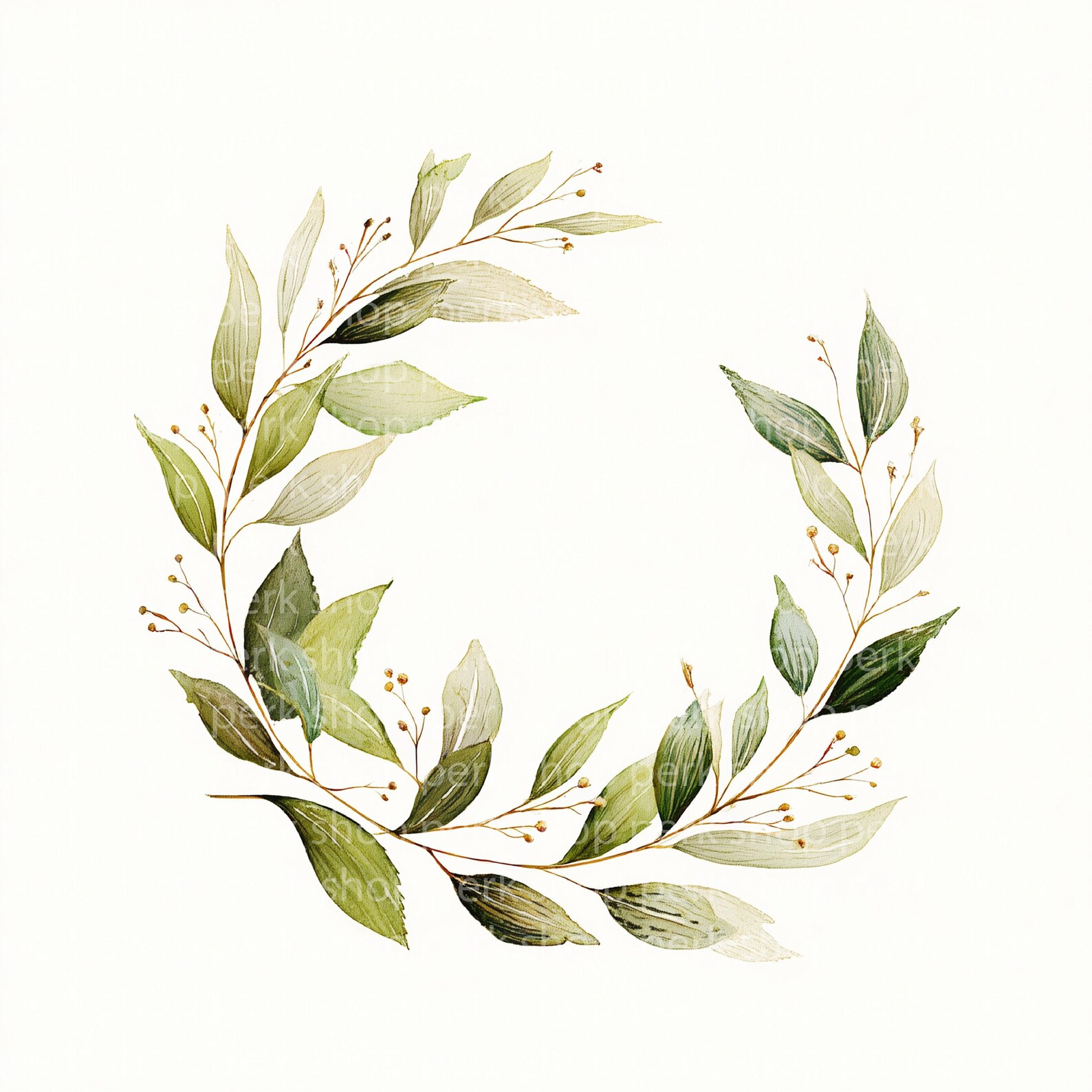 Eucalyptus Gold Leaf Clipart: Watercolor Foliage Art (digital Download ...