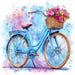 Floral Bicycle Watercolor Clipart: Printable Craft Paper (digital ...