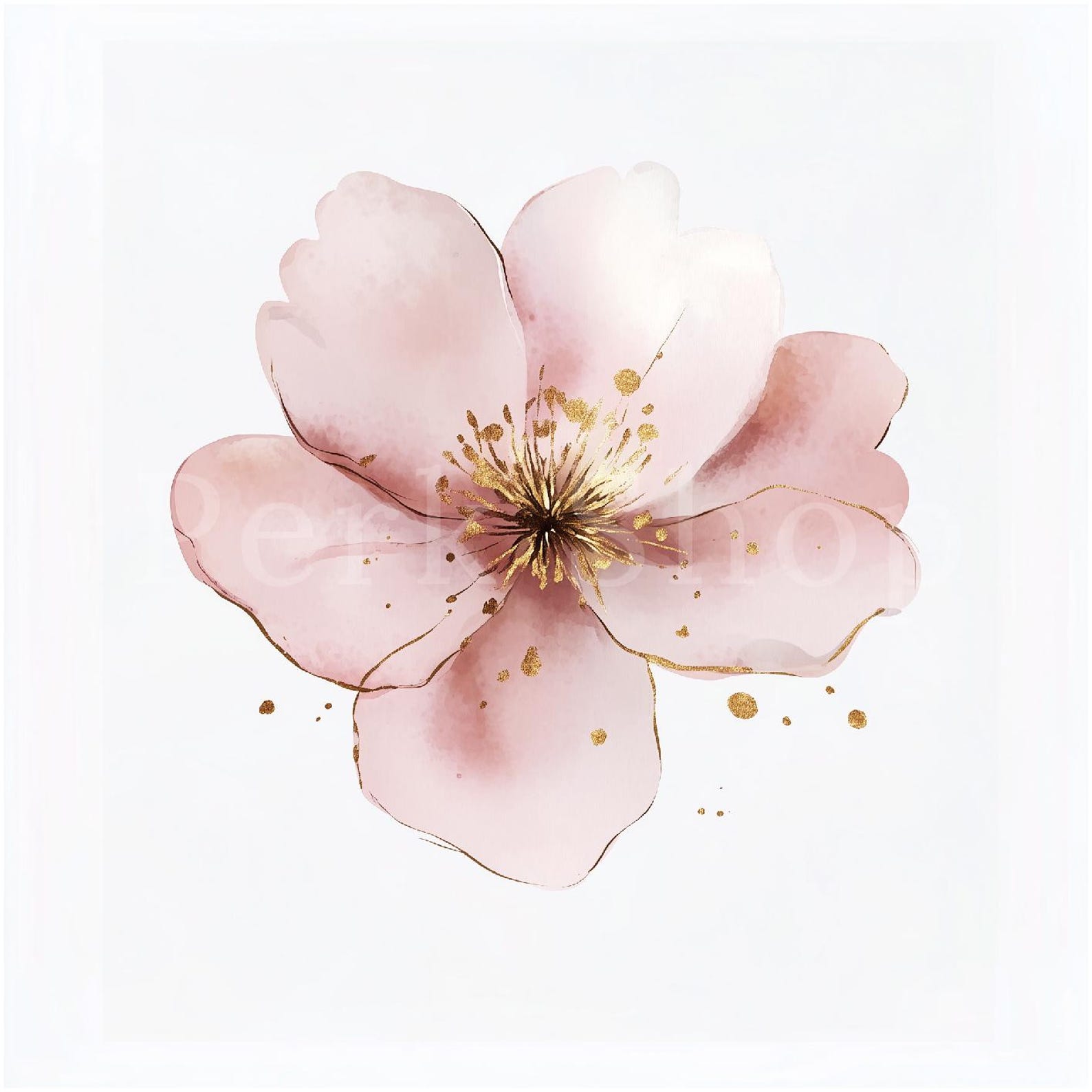 21 Abstract Flowers Clipart, Pink Gold Flower, Flowers Print, Printable ...