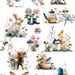 Spring Garden Clipart PNG, Easter Bunny Clipart, Watercolor Spring ...