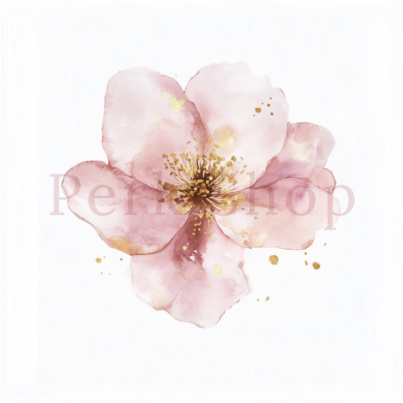 21 Abstract Flowers Clipart, Pink Gold Flower, Flowers Print, Printable ...