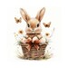 Easter Bunny Clipart, Spring Rabbit With Basket Flowers, Scrapbooking ...
