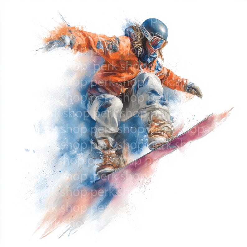 Watercolor Snowboarder Clipart Set: Winter Sports Illustration (digital ...