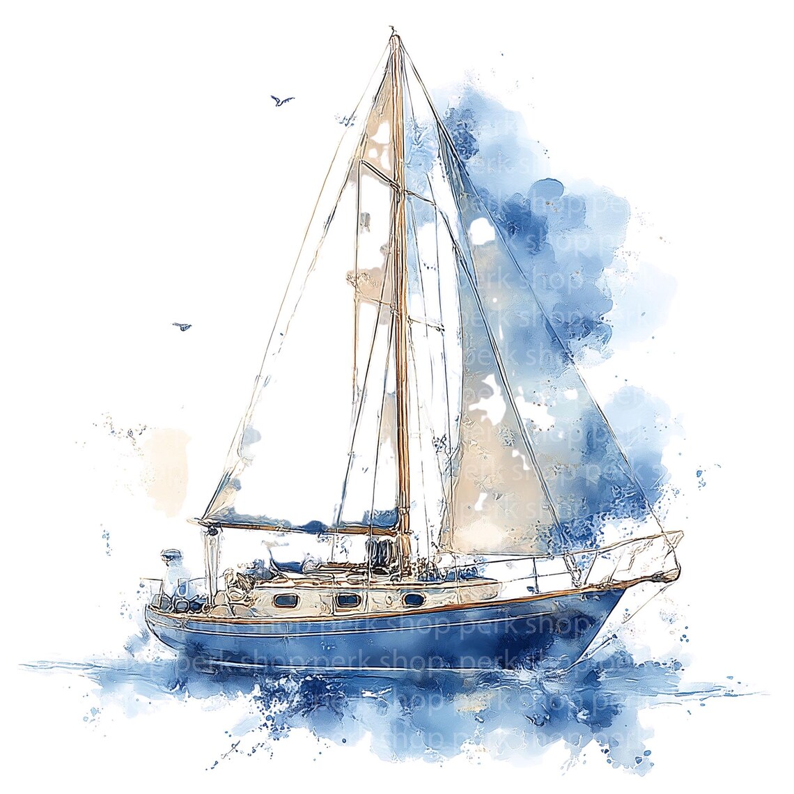 Watercolor Sailboat Clipart PNG, Nautical Sailboat Illustration ...