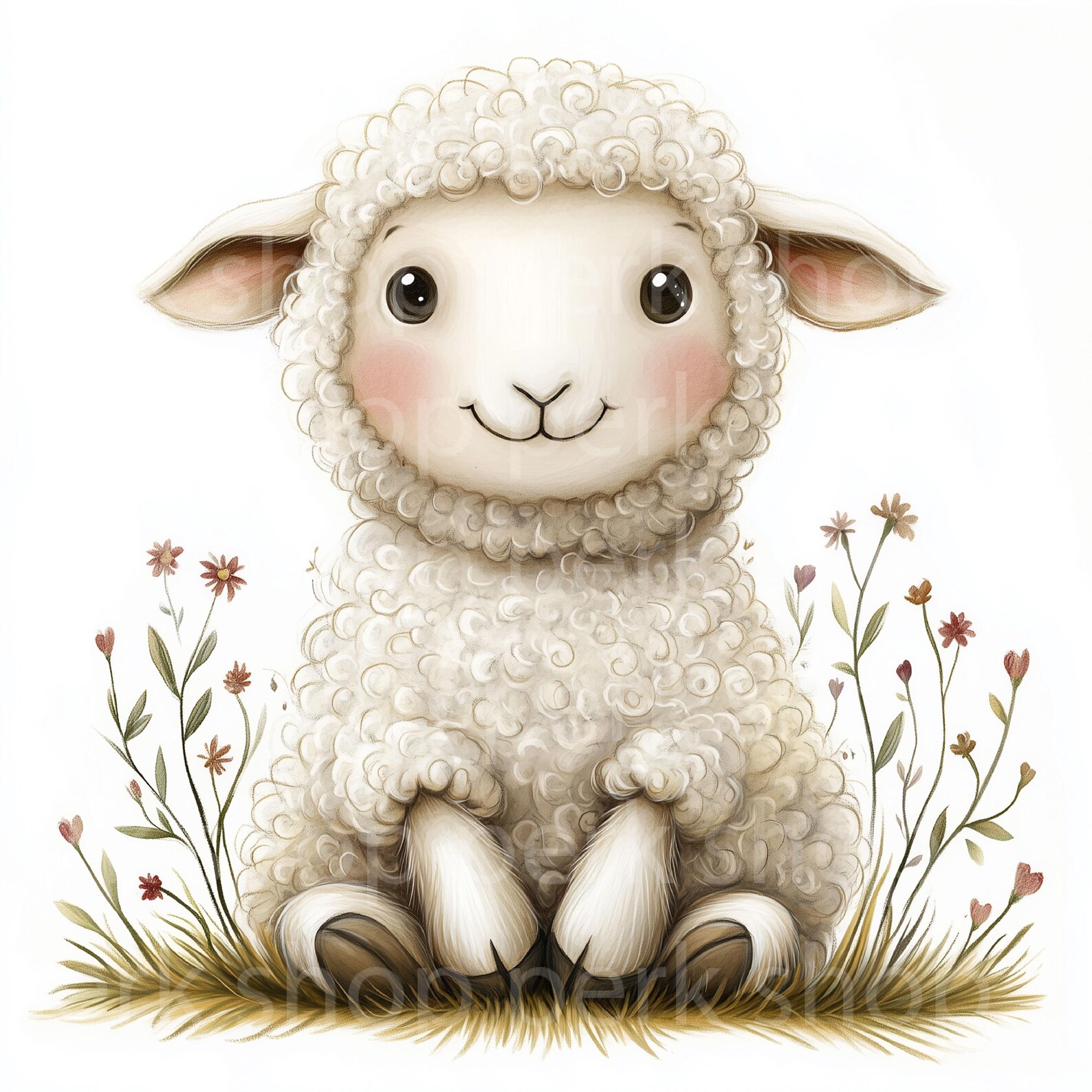 Easter Sheep Clipart: Watercolor Farm Animal Art (JPG) - Etsy