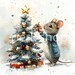 Christmas Mice Clipart: Watercolor Tree, Holiday Card Design (digital ...