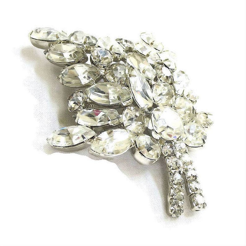 Juliana Crystal Rhinestone Leaf Brooch Domed Vintage Verified D&E - Etsy