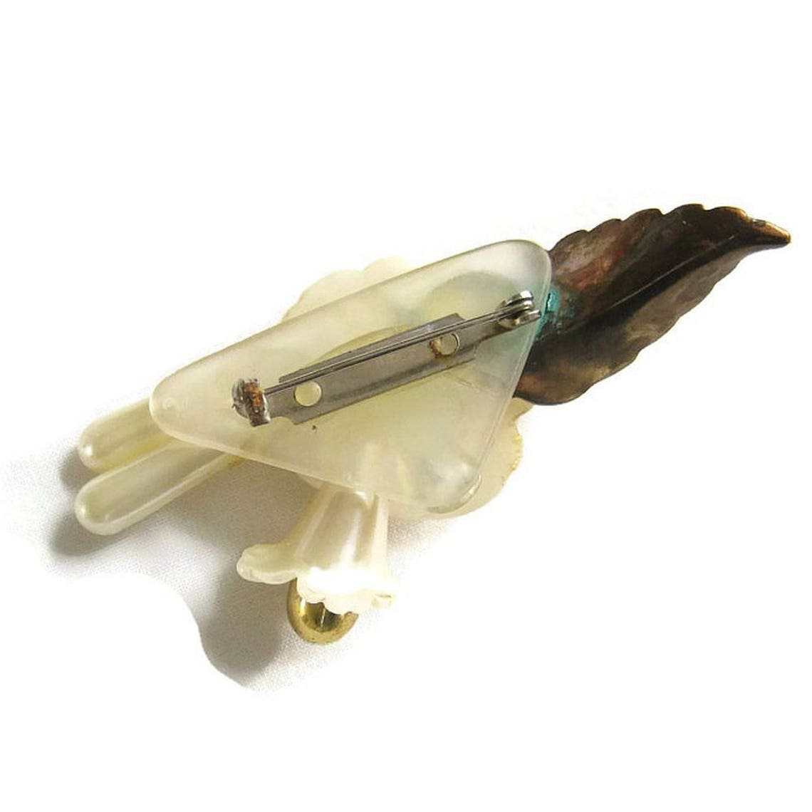 Celluloid Flower Brooch Faux Pearl Layered Rose Vintage - Etsy