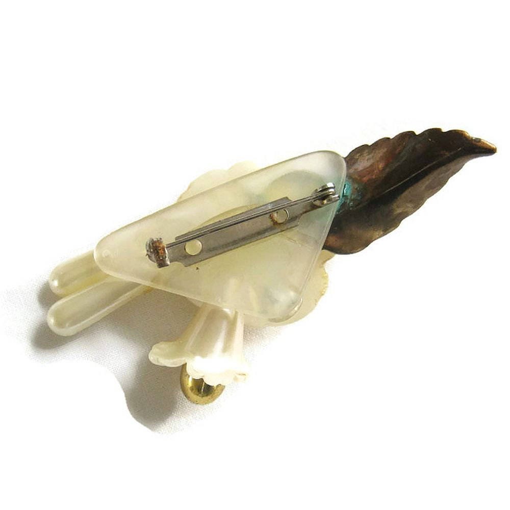Celluloid Flower Brooch Faux Pearl Layered Rose Vintage - Etsy