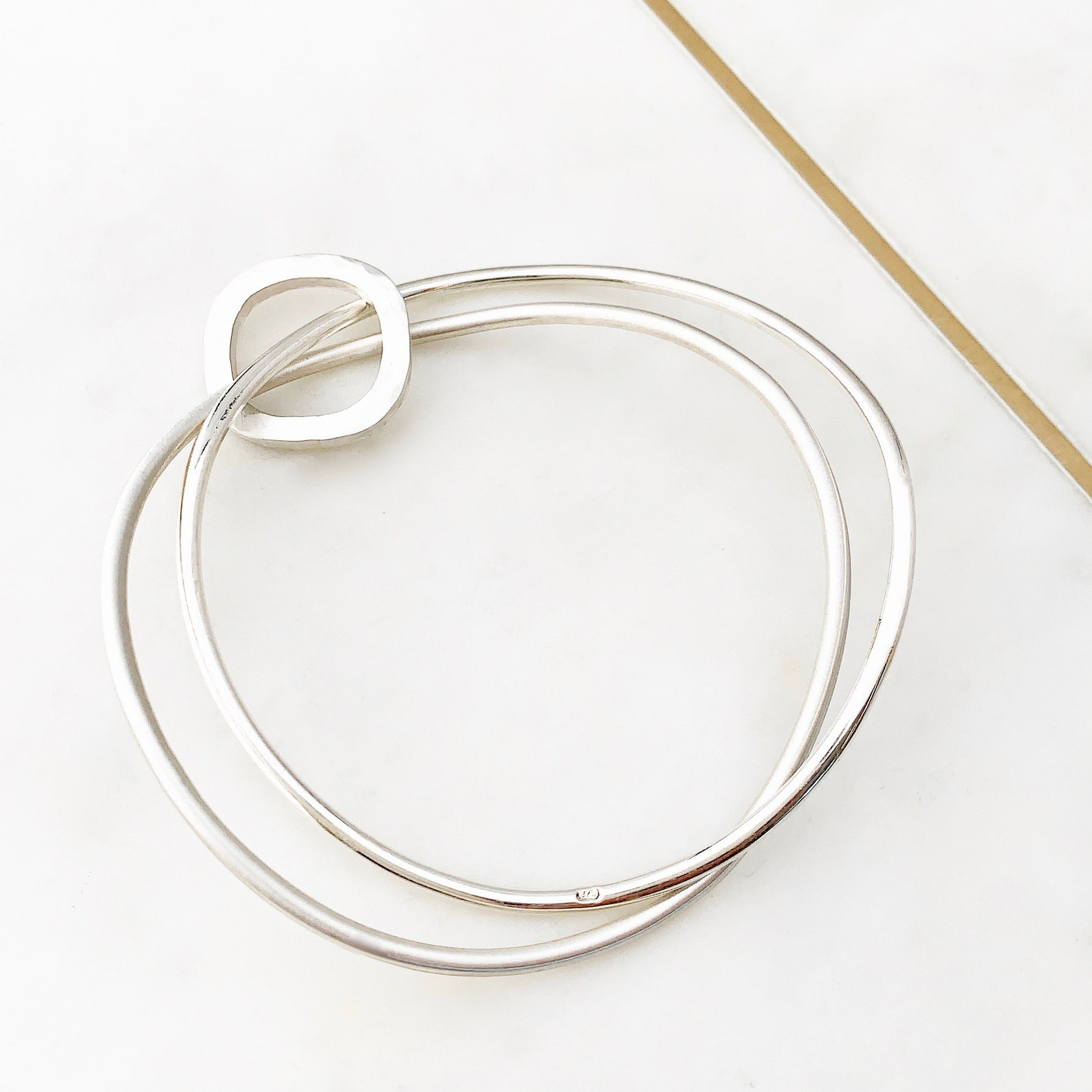 Sterling Silver Bangle Set With Square Ring Made In Australia | Etsy