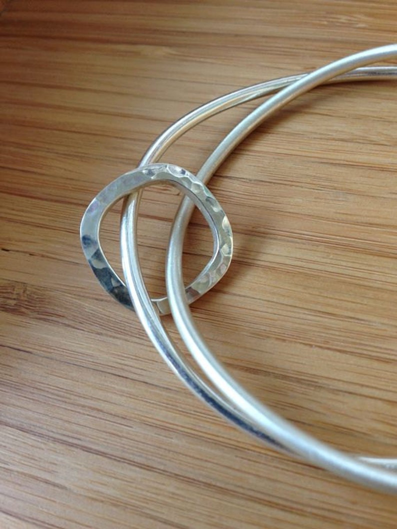 Sterling Silver Bangle Set with Square ring | Etsy