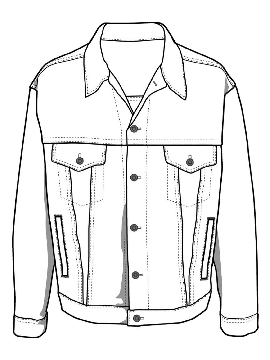 Unisex Trucker Jacket, Diy Digital Sewing Pattern, Mens, Womens, Unisex ...