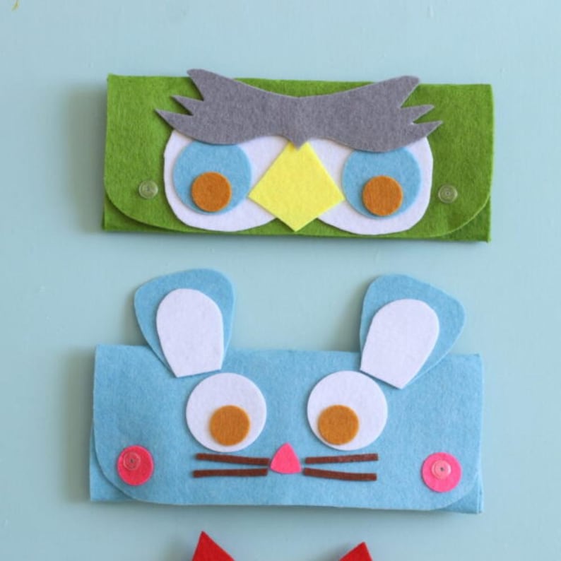 Felt Pencil Cases E-book, DIY Animal Felt Case Templates, Fox Mouse Owl ...