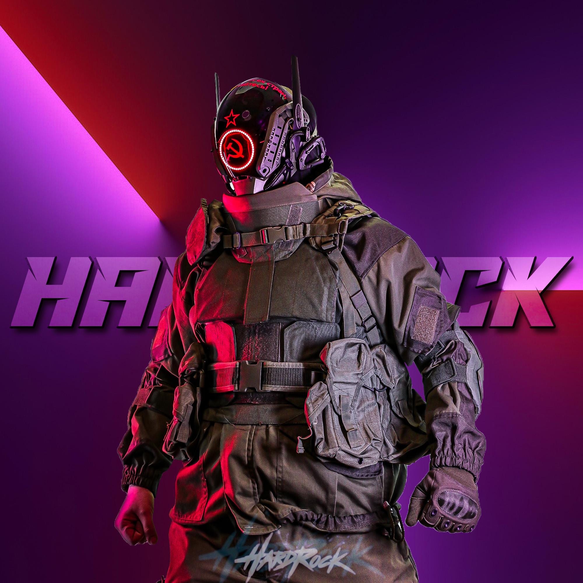 Red Soviet Striker Cyberpunk Mask, Futuristic Masks, Cool Cosplay Party ...