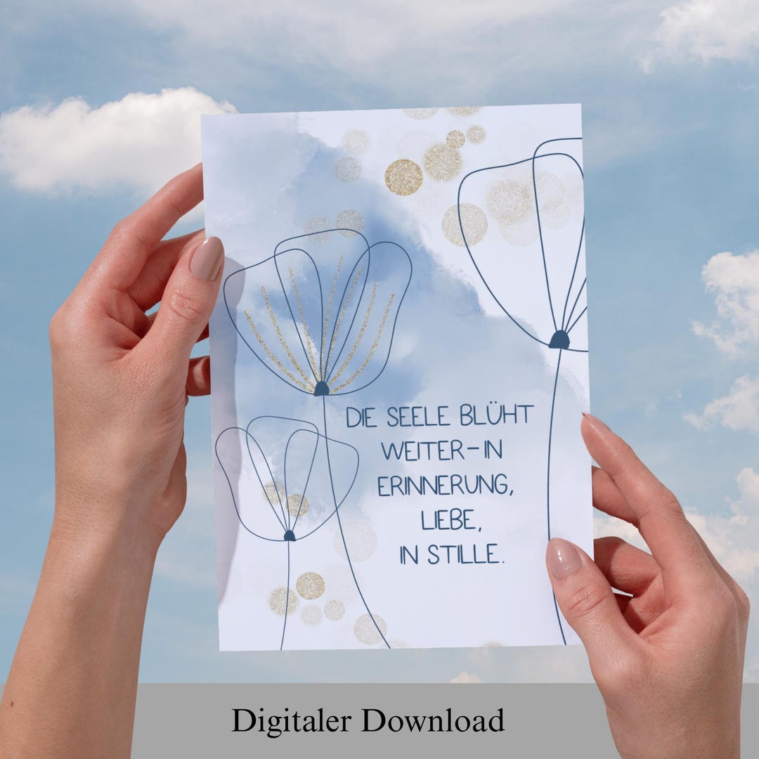 Printable Condolence Card | PDF Card for Farewell & Mourning | Folding ...