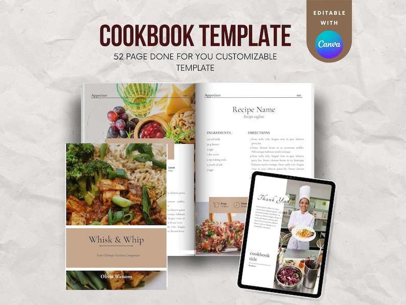 Cookbook Template Printable Recipe Book Template Canva Cookbook ...