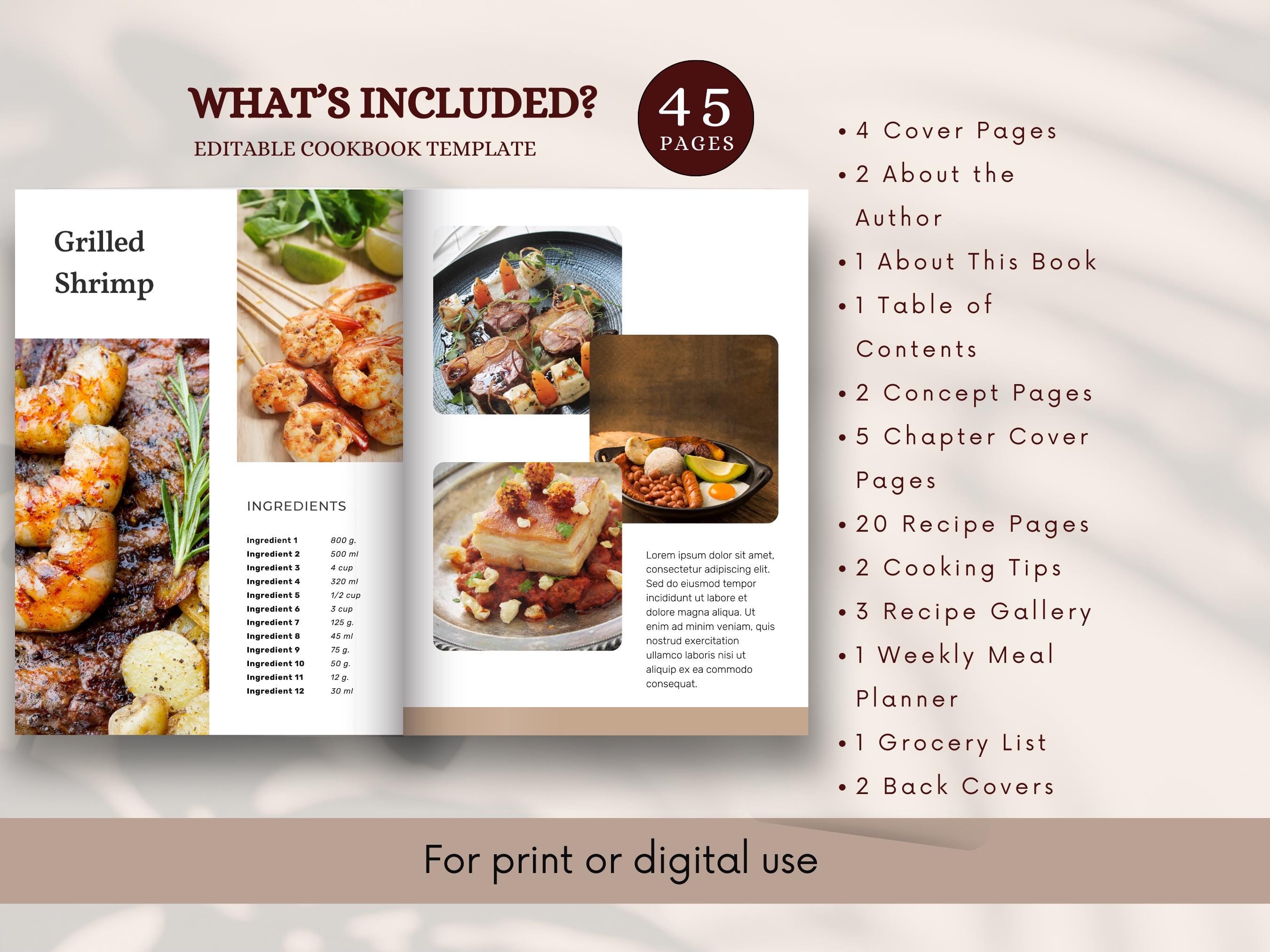 Cookbook Template | Editable Recipe Book Template | Printable Recipe ...
