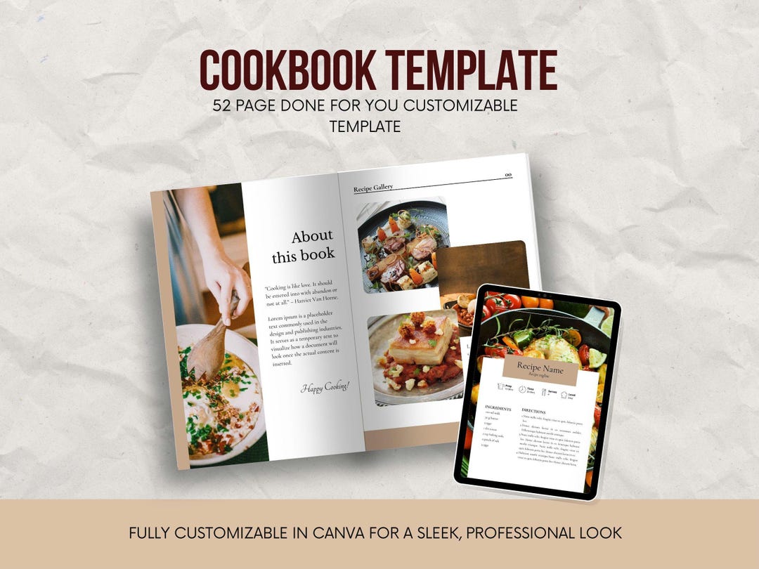 Cookbook Template Printable Recipe Book Template Canva Cookbook ...