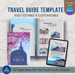 Travel Guide Template Editable Travel Itinerary Template Vacation ...