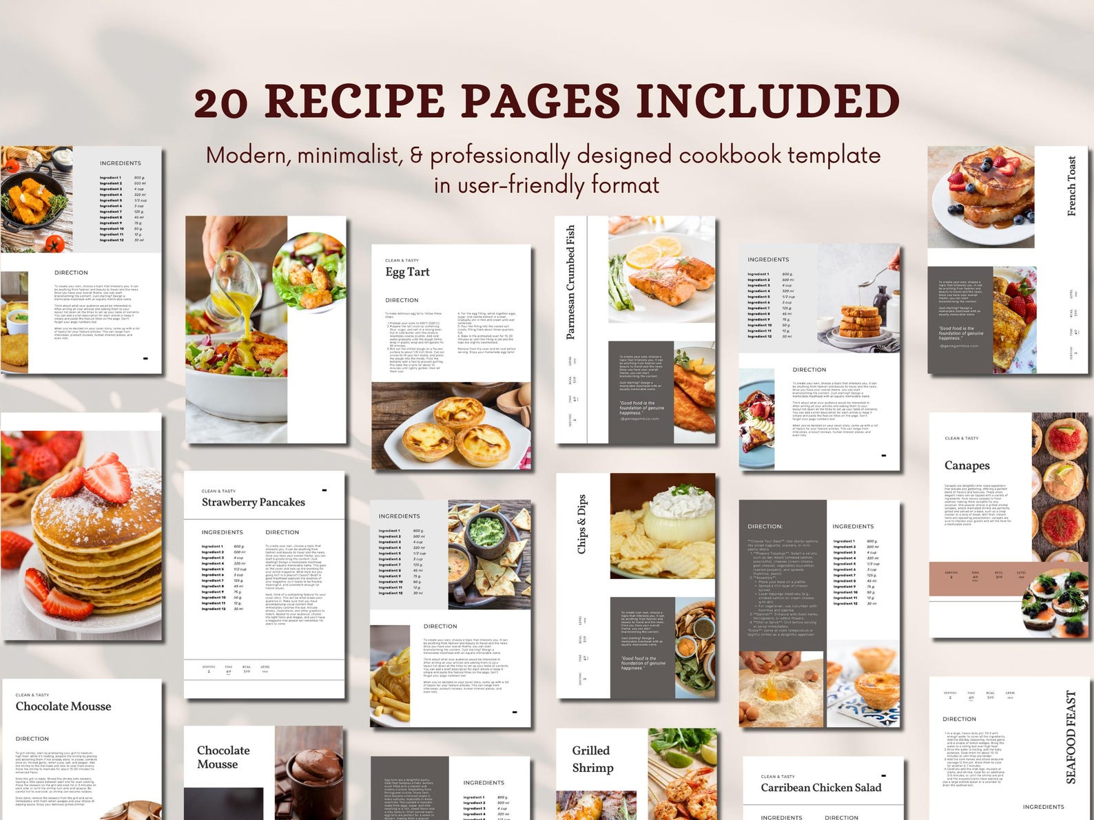 Cookbook Template | Editable Recipe Book Template | Printable Recipe ...