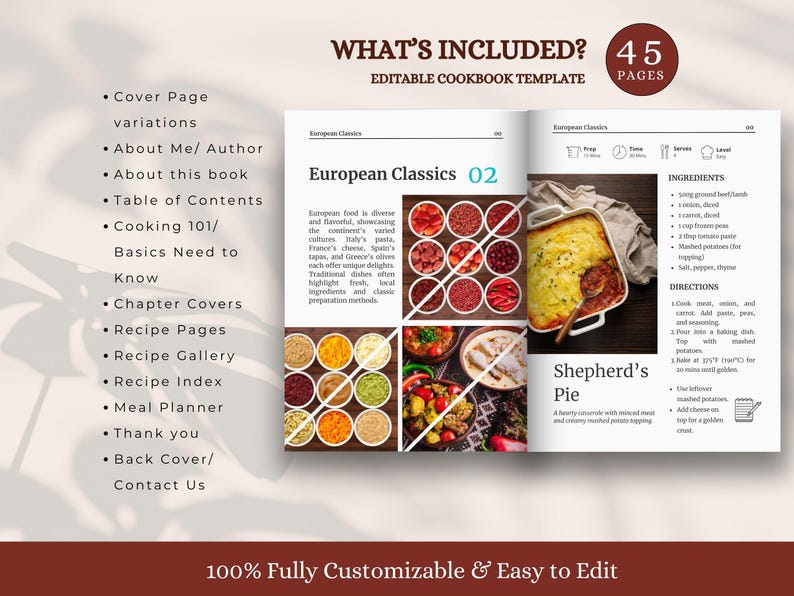 Cookbook Template Editable Printable Recipe Cookbook Template Canva ...