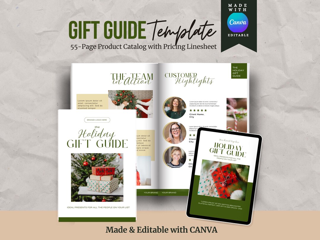Editable Gift Guide Template: Holiday Product Catalog Canva - Etsy