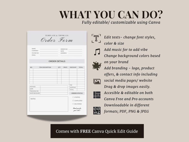 Editable Canva Order Form Template: Crafters & Small Business Digital ...
