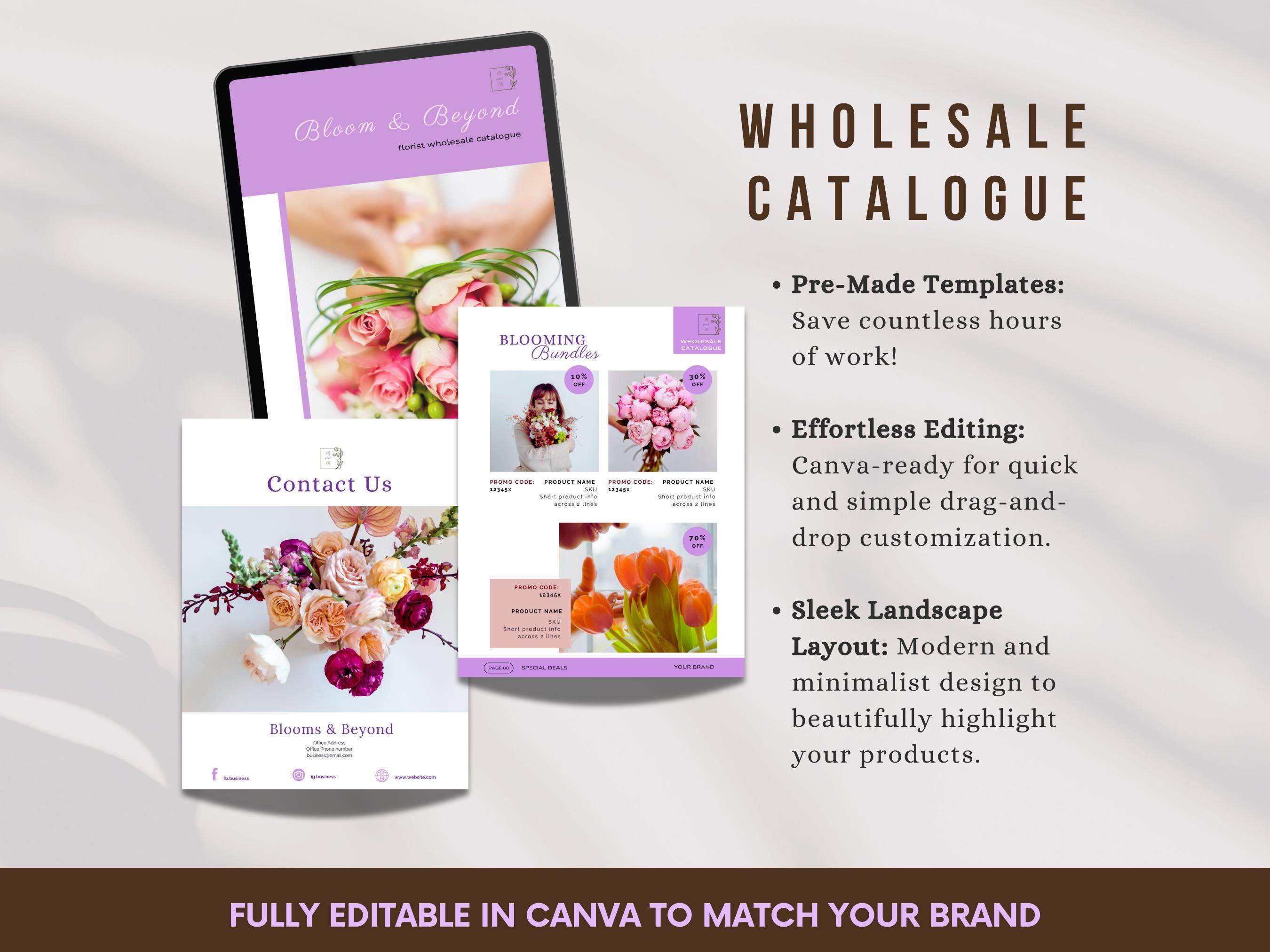 Floral Wholesale Catalog Template: Florist Gift Guide (canva Editable ...