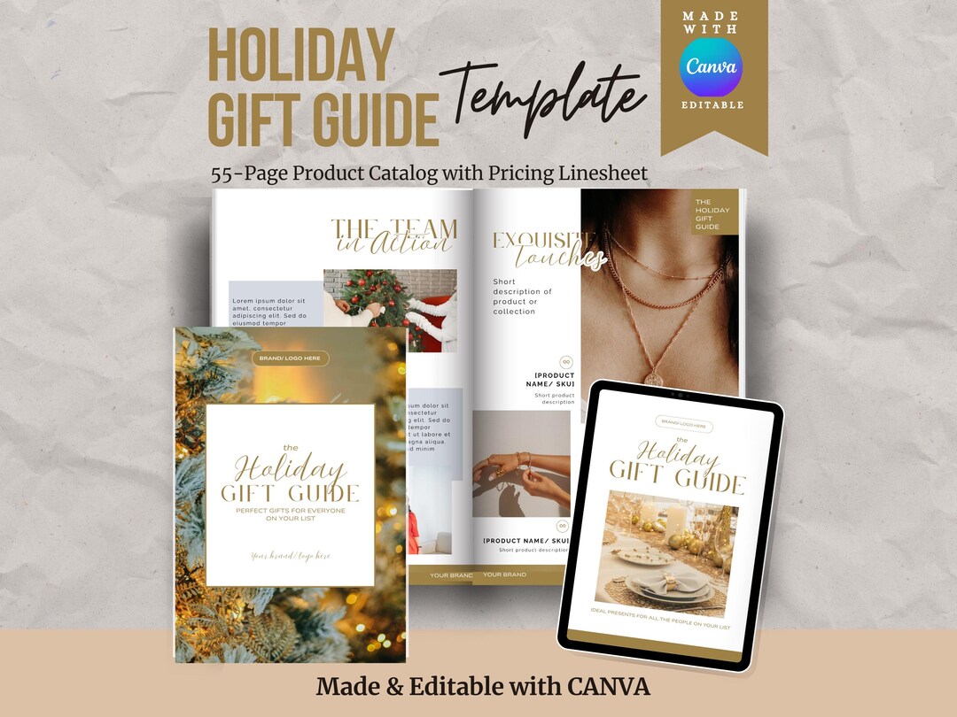 Editable Gift Guide Template Canva Wholesale Linesheet Template Canva ...