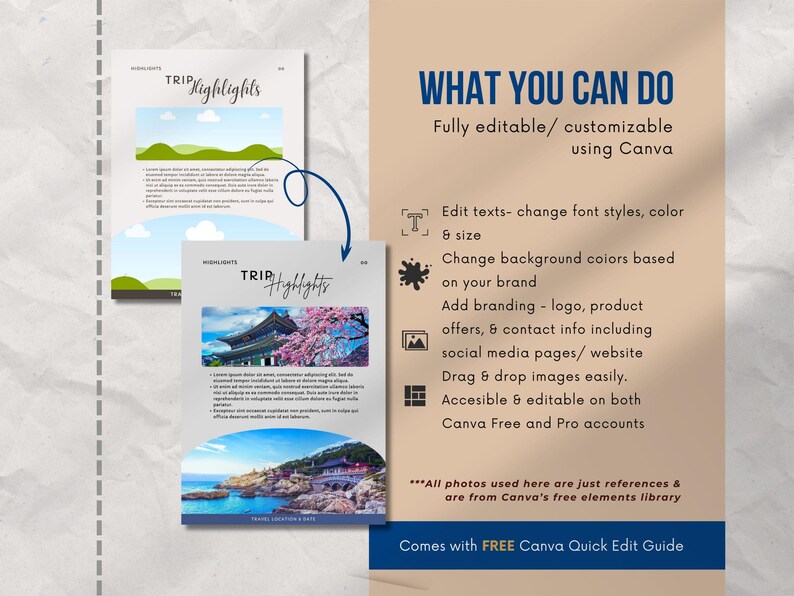 Travel Guide Template Editable Travel Itinerary Template Vacation ...