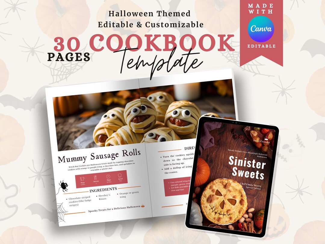 Editable Halloween Cook Book Template Witch Recipe Cookbook Canva ...