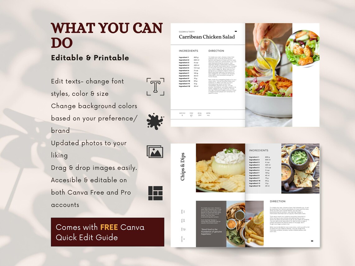 Editable Recipe Cookbook Template: Family Recipes Organizer (canva, A4 ...