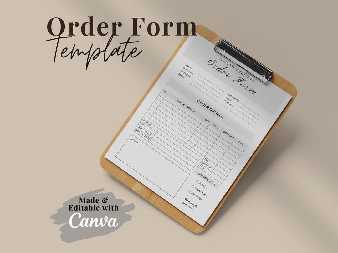 Editable Canva Order Form Template: Crafters & Small Business Digital ...