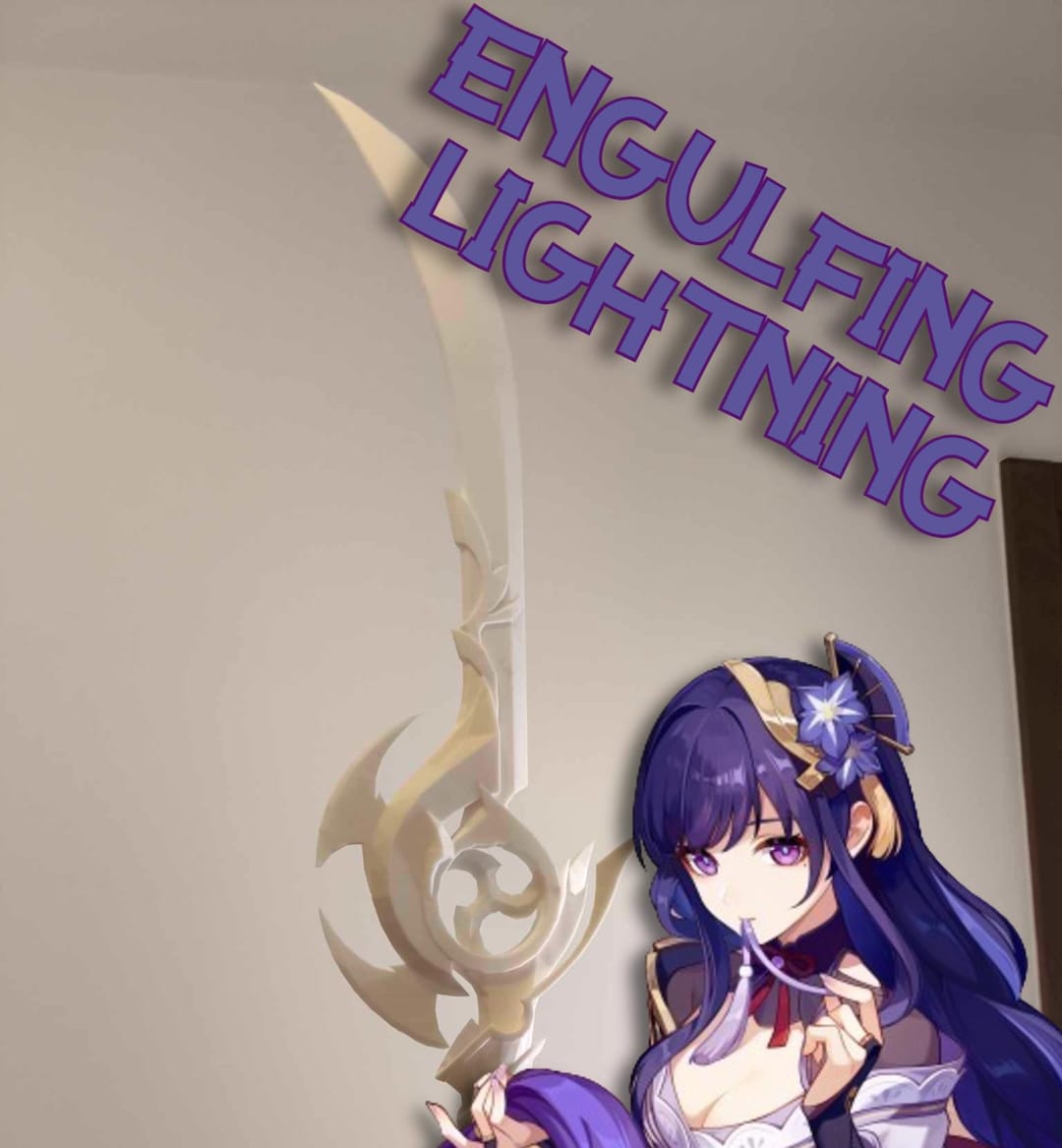 Genshin Impact Engulfing Lighting Staff • Raiden Shogun Cosplay Prop ...